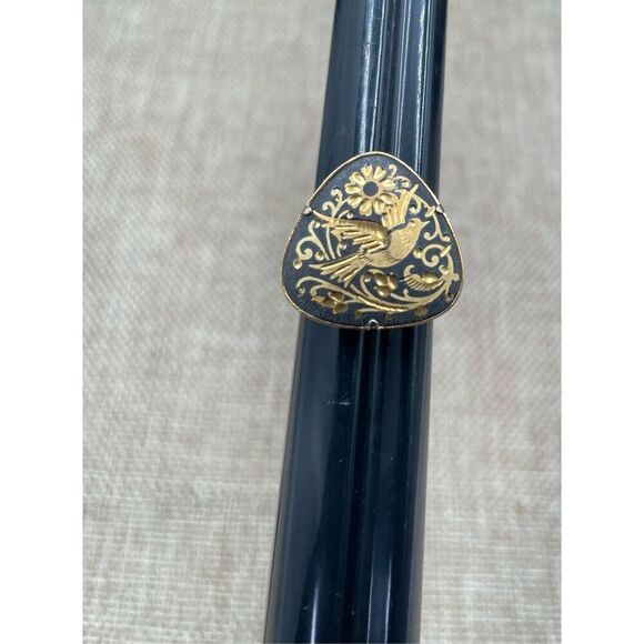 No Brand | Jewelry | Vintagedamascene Ring Golden Engraved Bird 95s ...
